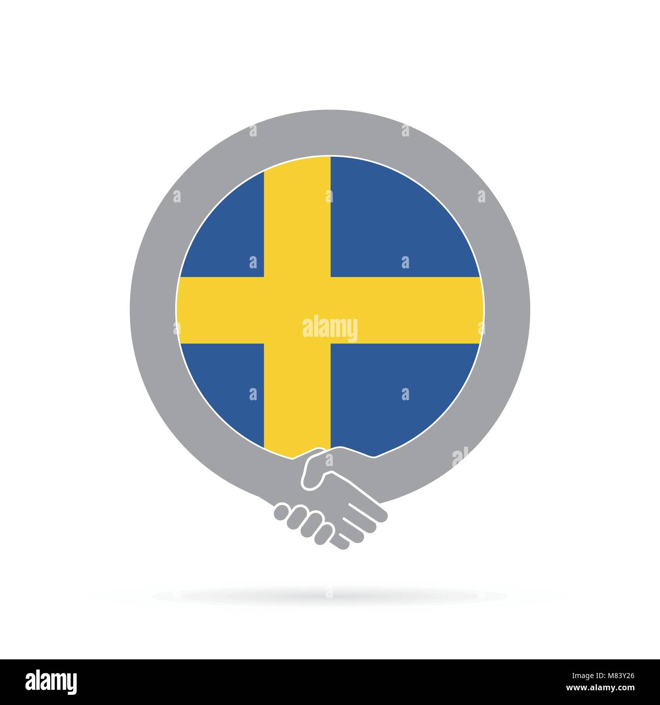 Sweden flag handshake icon. agreement, welcome, cooperation concept ...