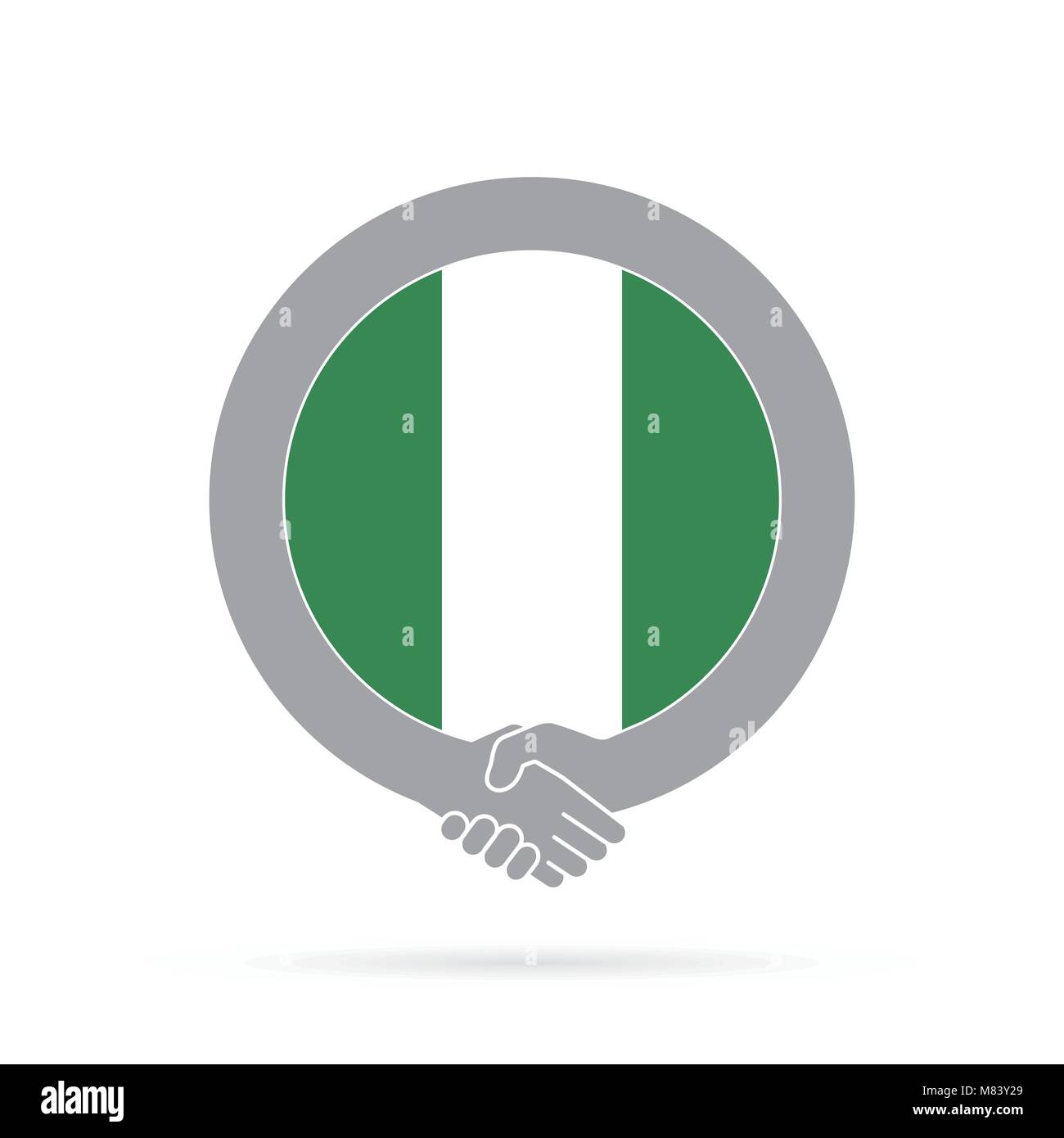 Nigeria flag handshake icon. agreement, welcome, cooperation concept ...