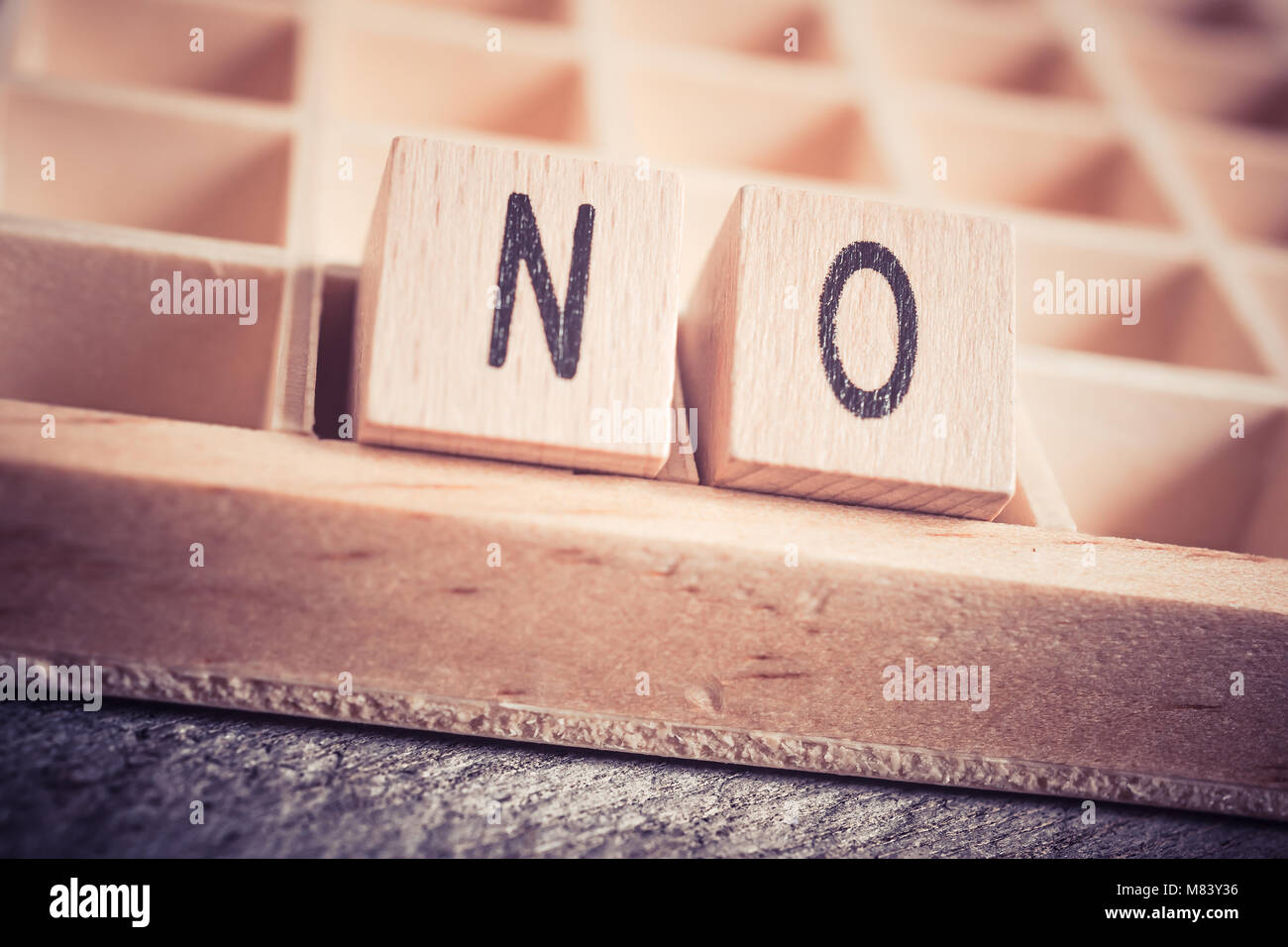 Macro Of The Word No Formed By Wooden Blocks In A Type Case Stock Photo ...