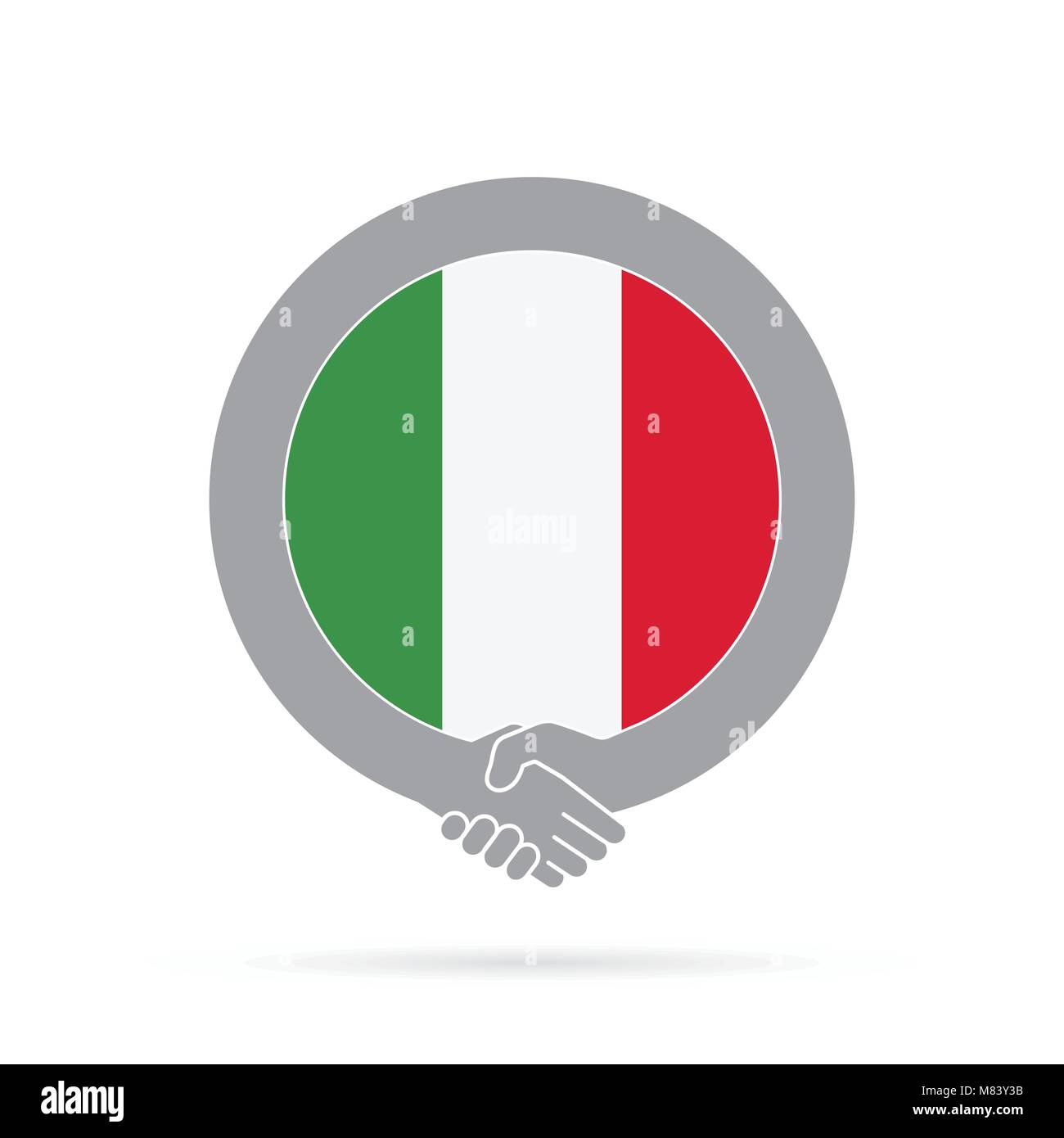 Italy flag handshake icon. agreement, welcome, cooperation concept ...