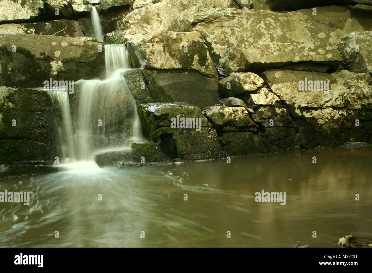 A flowing waterfall with silky water Stock Photo - Alamy