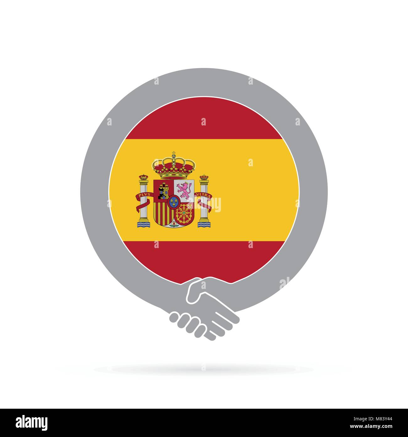 Spain flag handshake icon. agreement, welcome, cooperation concept ...