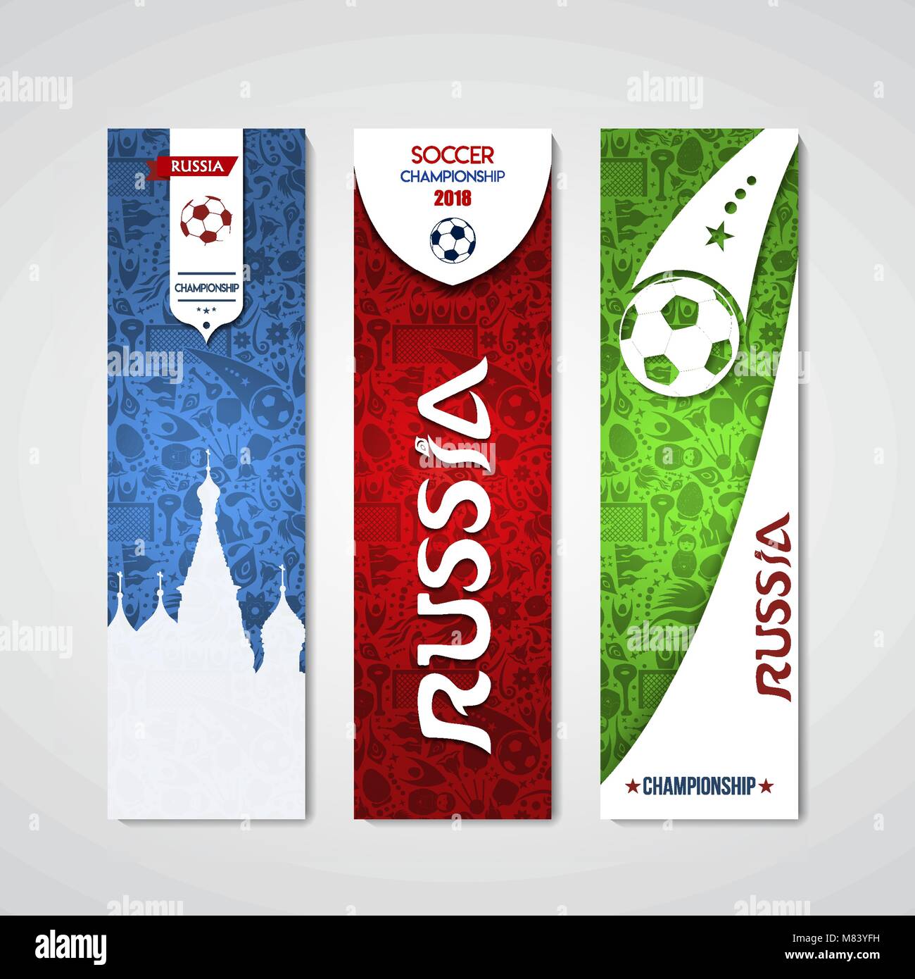 Set of russia banners with traditional russian decoration and ...