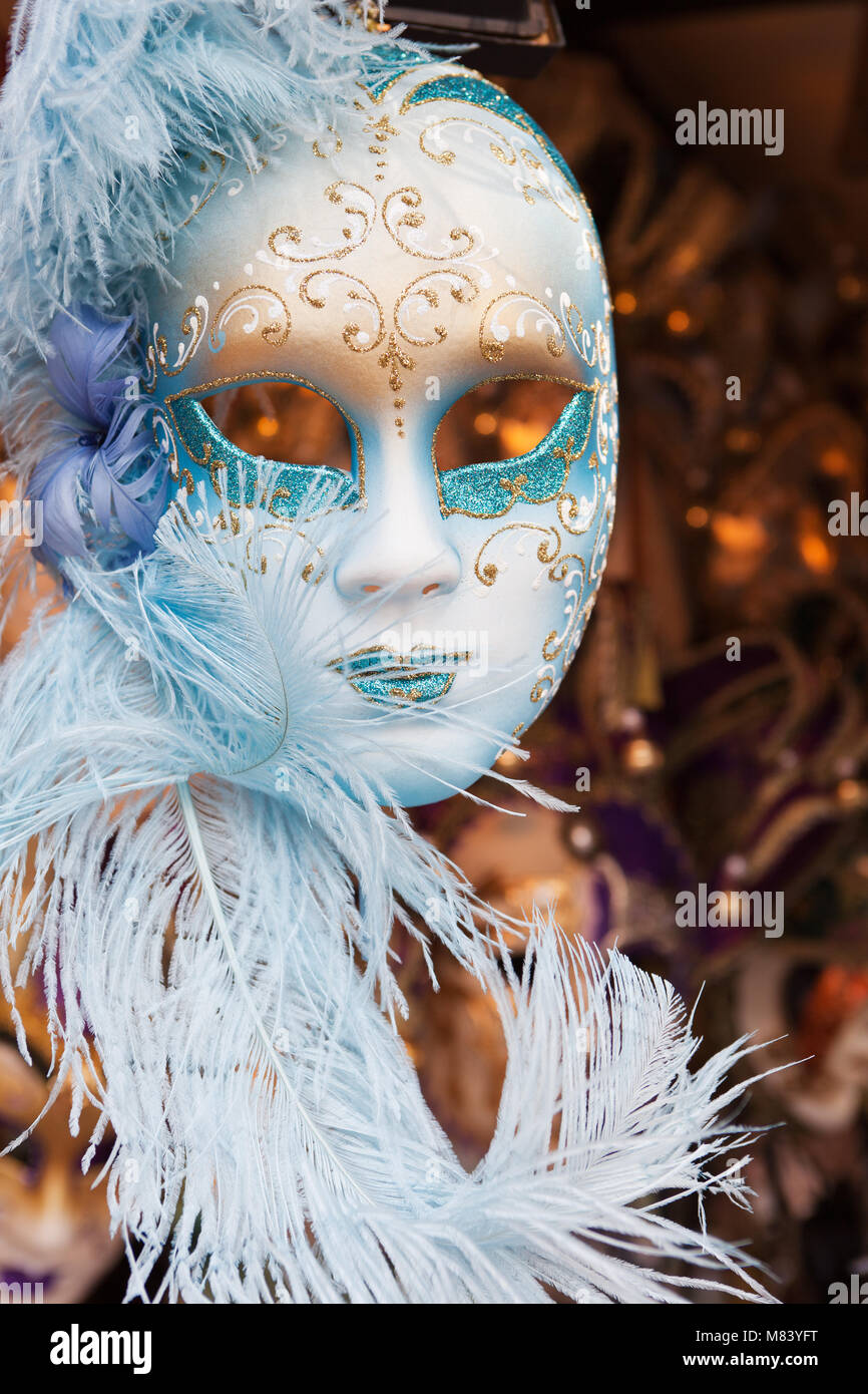 Carnival of Venice, beautiful feathered masks at St. Mark's Square ...