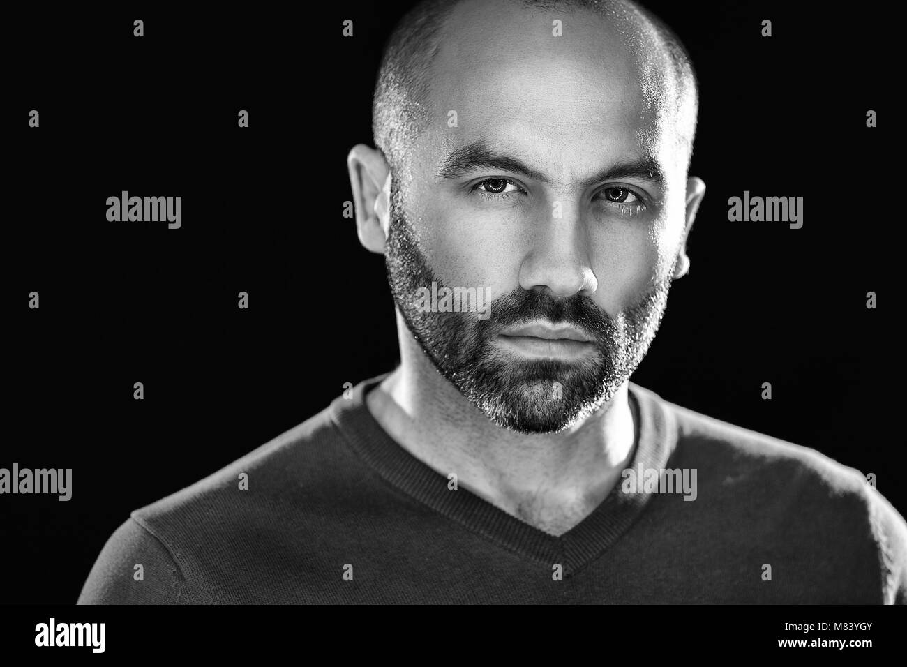 Bearded male model Black and White Stock Photos & Images - Alamy