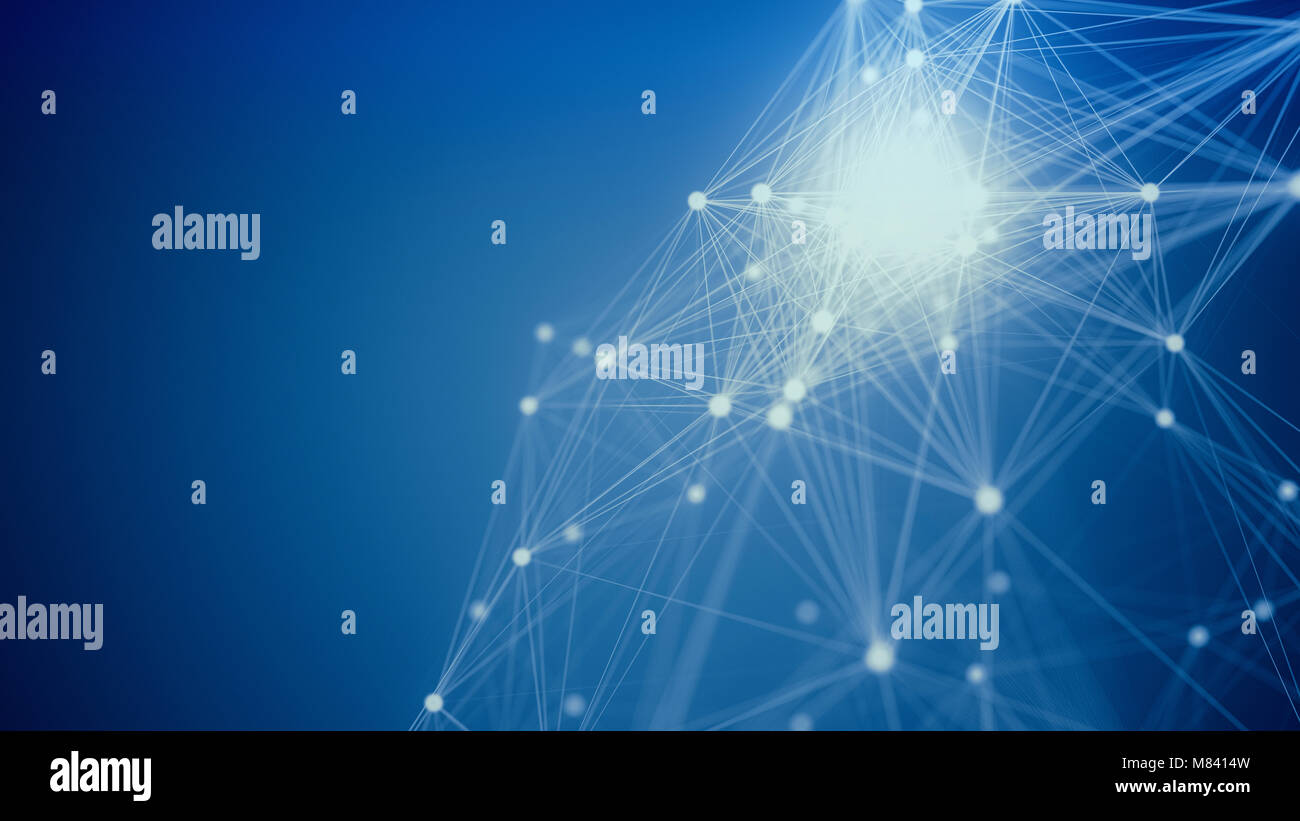 White network lines on blue background Stock Photo - Alamy