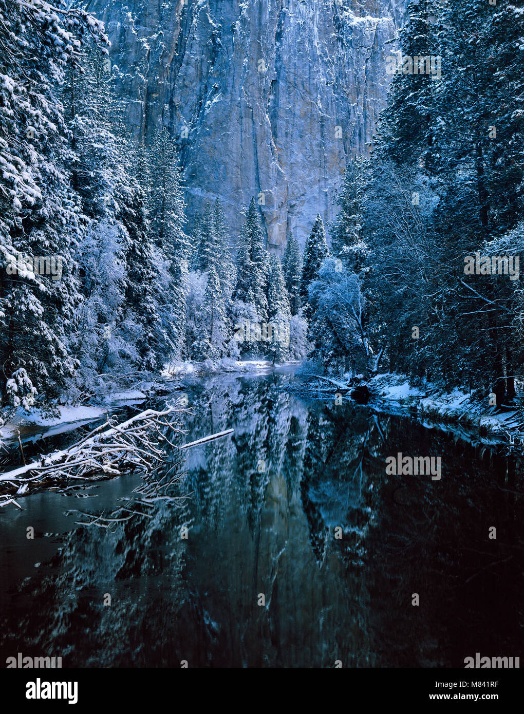 Winter, Merced River, The Towers, Yosemite National Park, California ...