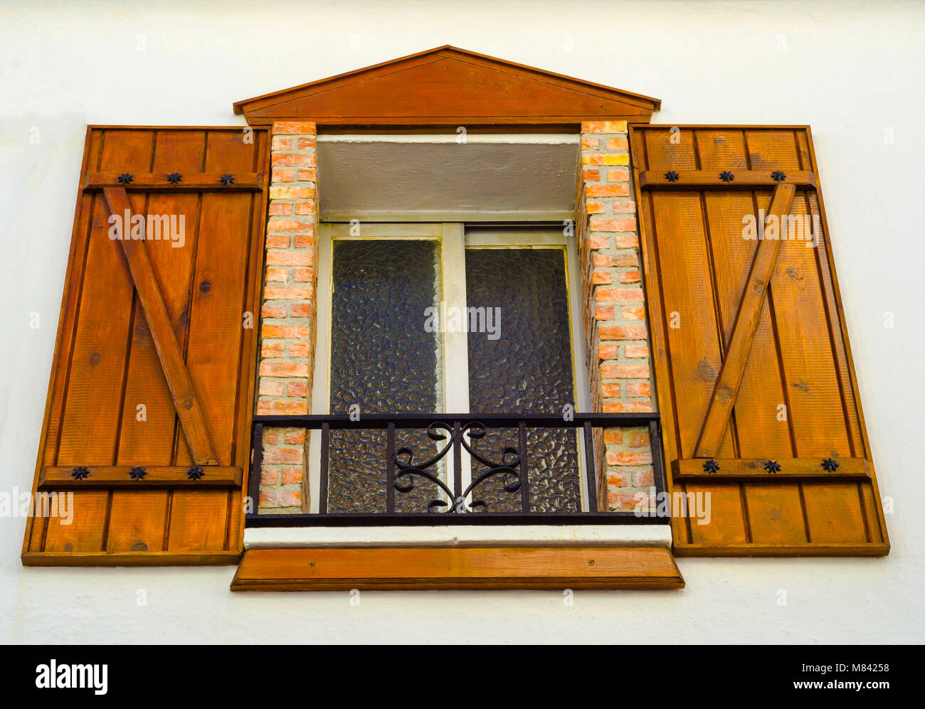 window shutters on an old european style building, architectural ...