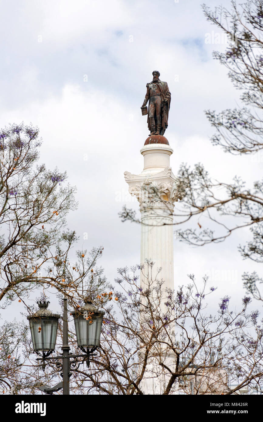 Statue of Don Pedro IV on the Don Pedro square also called Rossio in ...