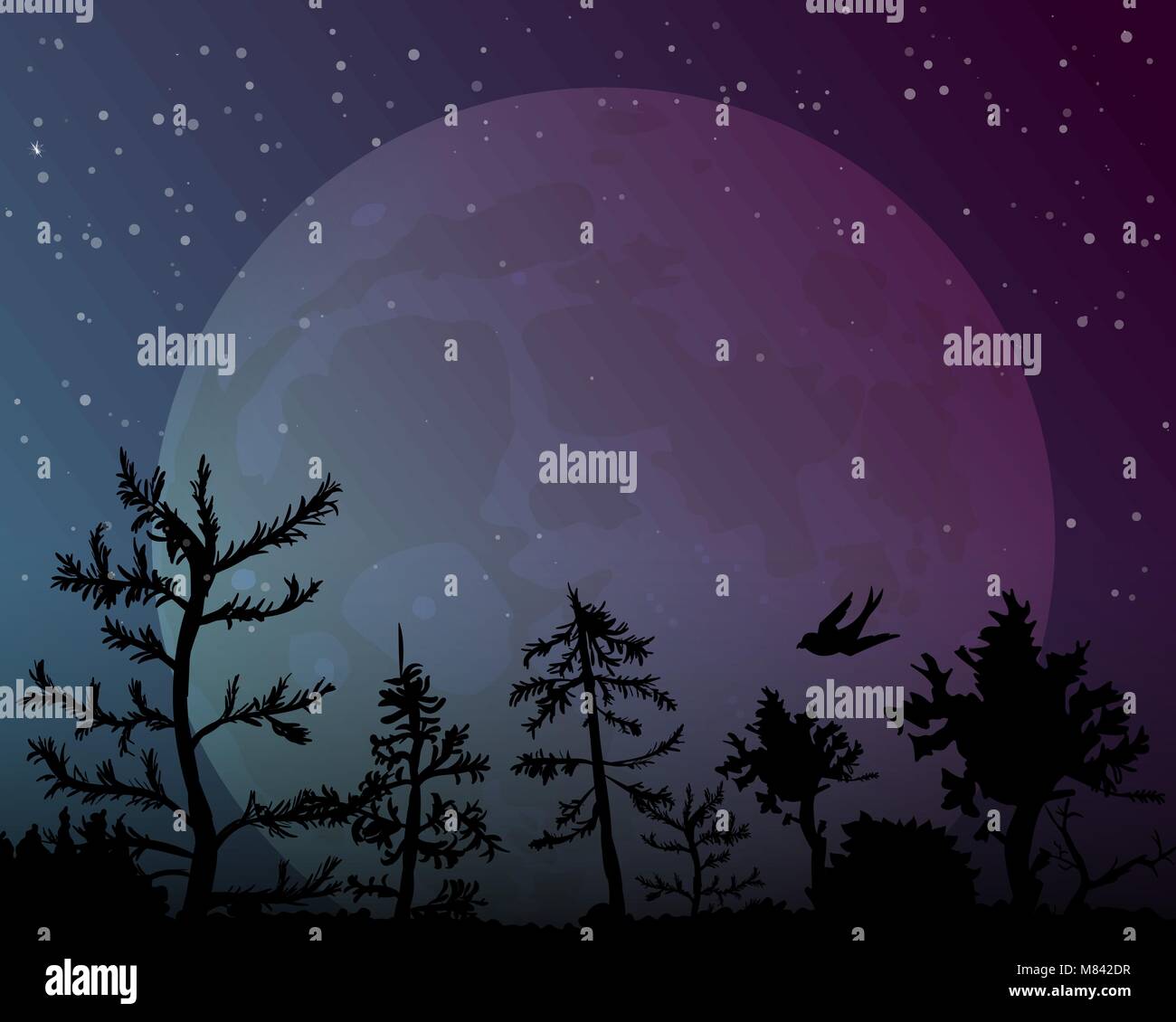 Nighttime background moon starry Stock Vector Images - Alamy