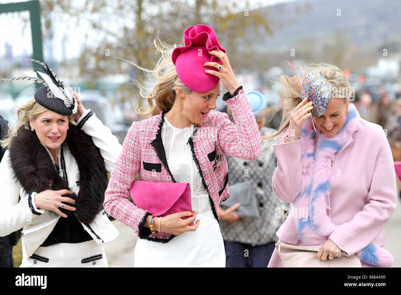Fiona Johnson (centre) wife of Jockey Richard Johnson arrives for ...