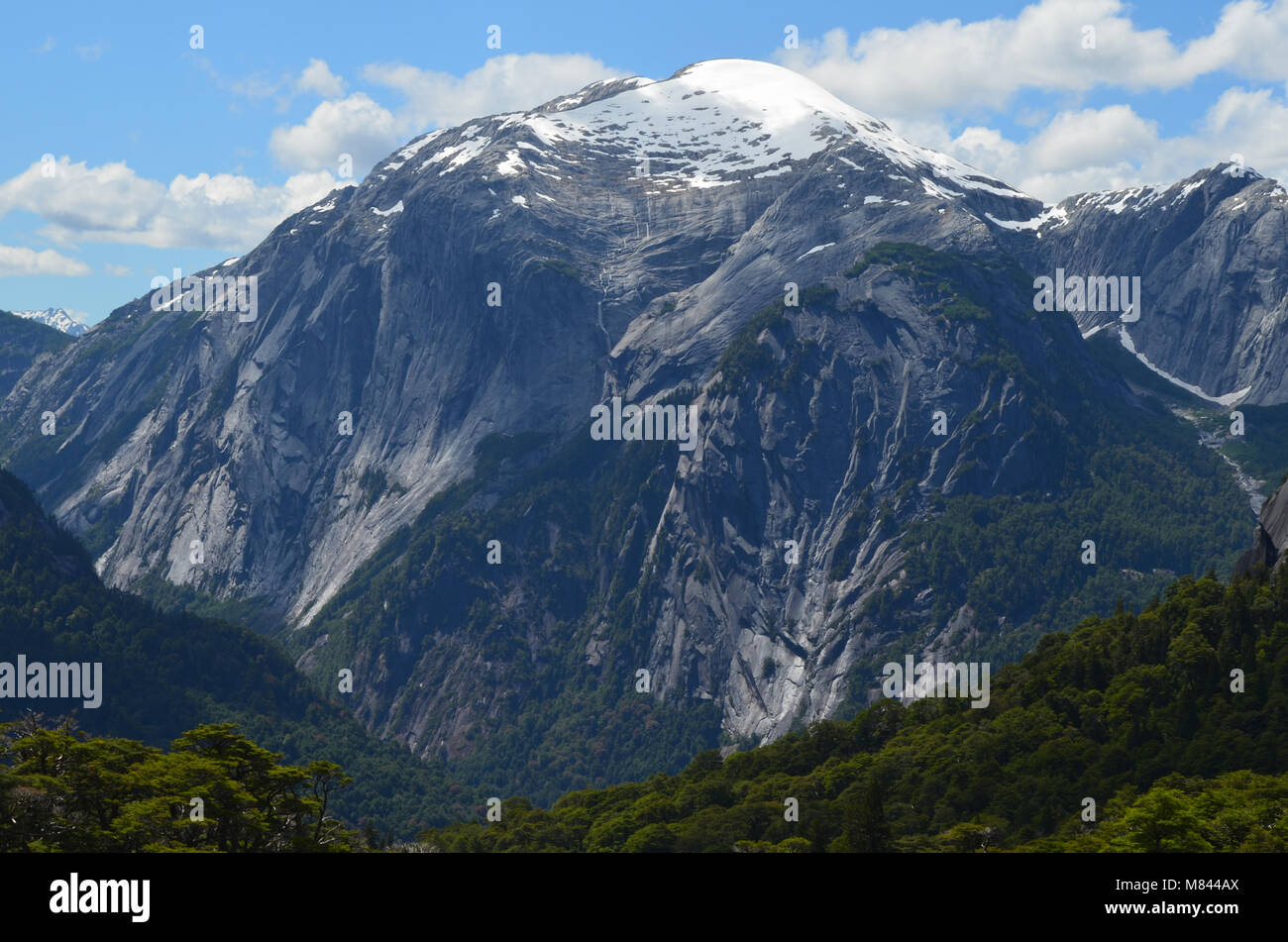 Granite mountains in the Cochamo Valley, Lakes Region of Southern Chile ...