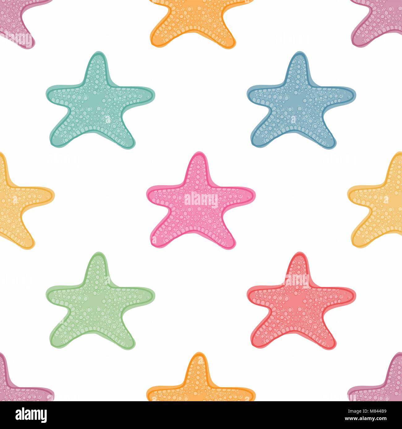 Sea stars seamless pattern background. Colorful starfish vector ...