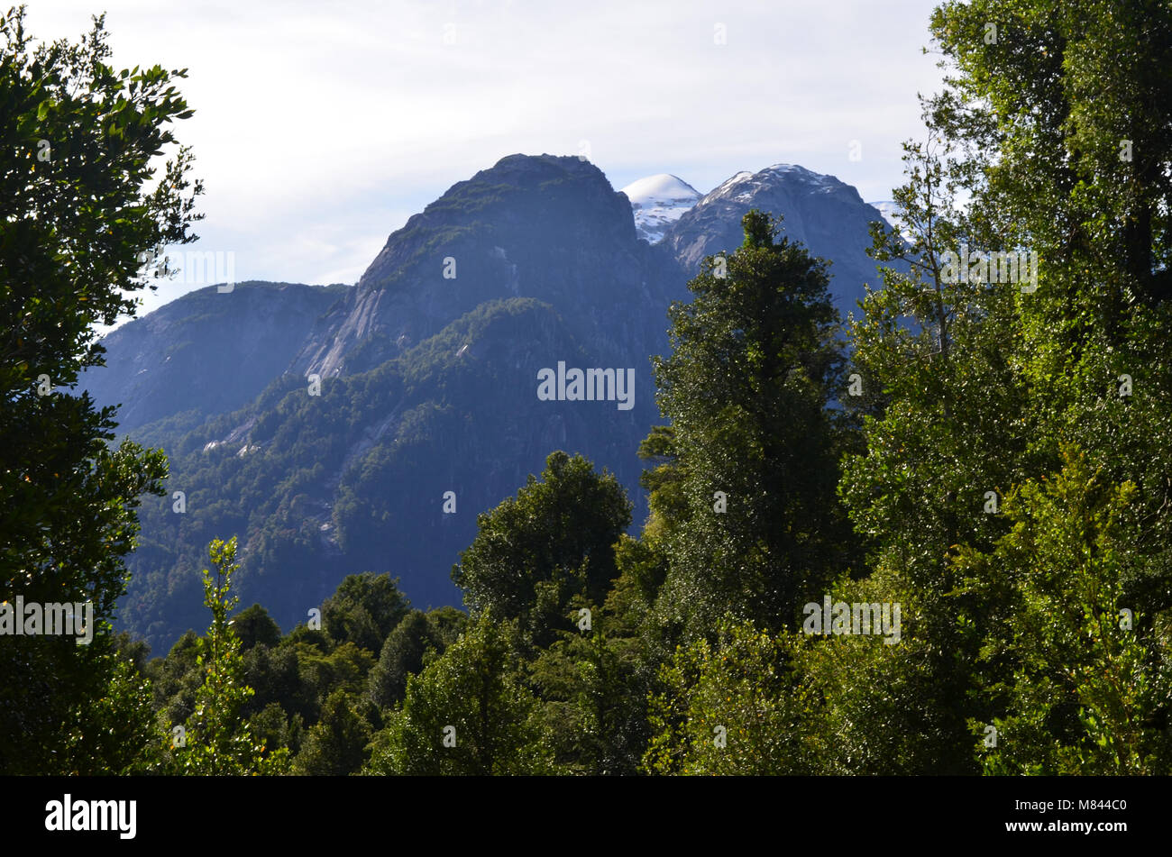 Granite mountains in the Cochamo Valley, Lakes Region of Southern Chile ...