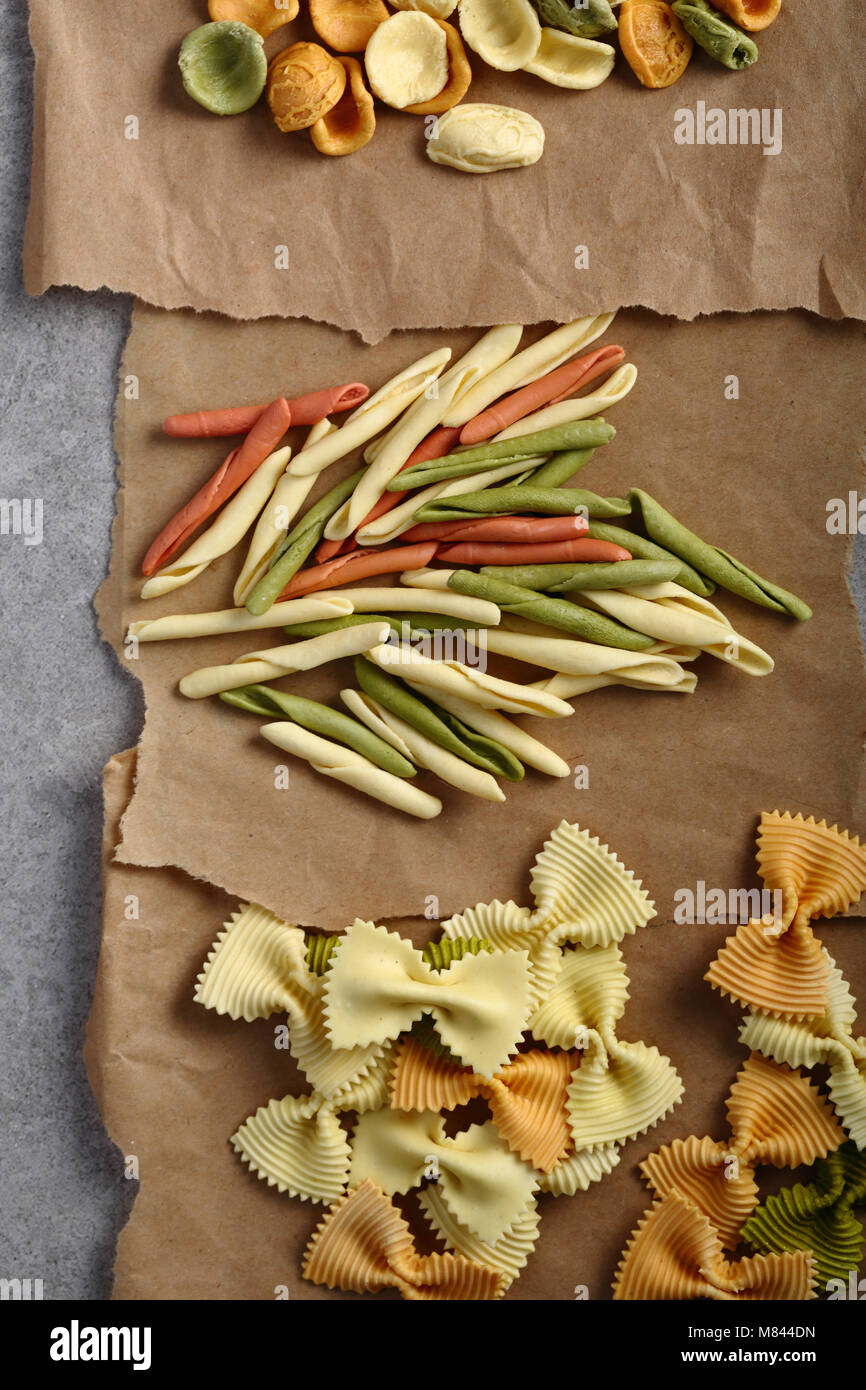 Italian raw pasta mix top view Stock Photo - Alamy