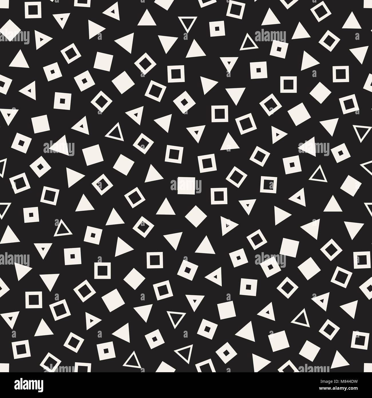 Seamless chaotic patterns. Randomly scattered geometric shapes ...