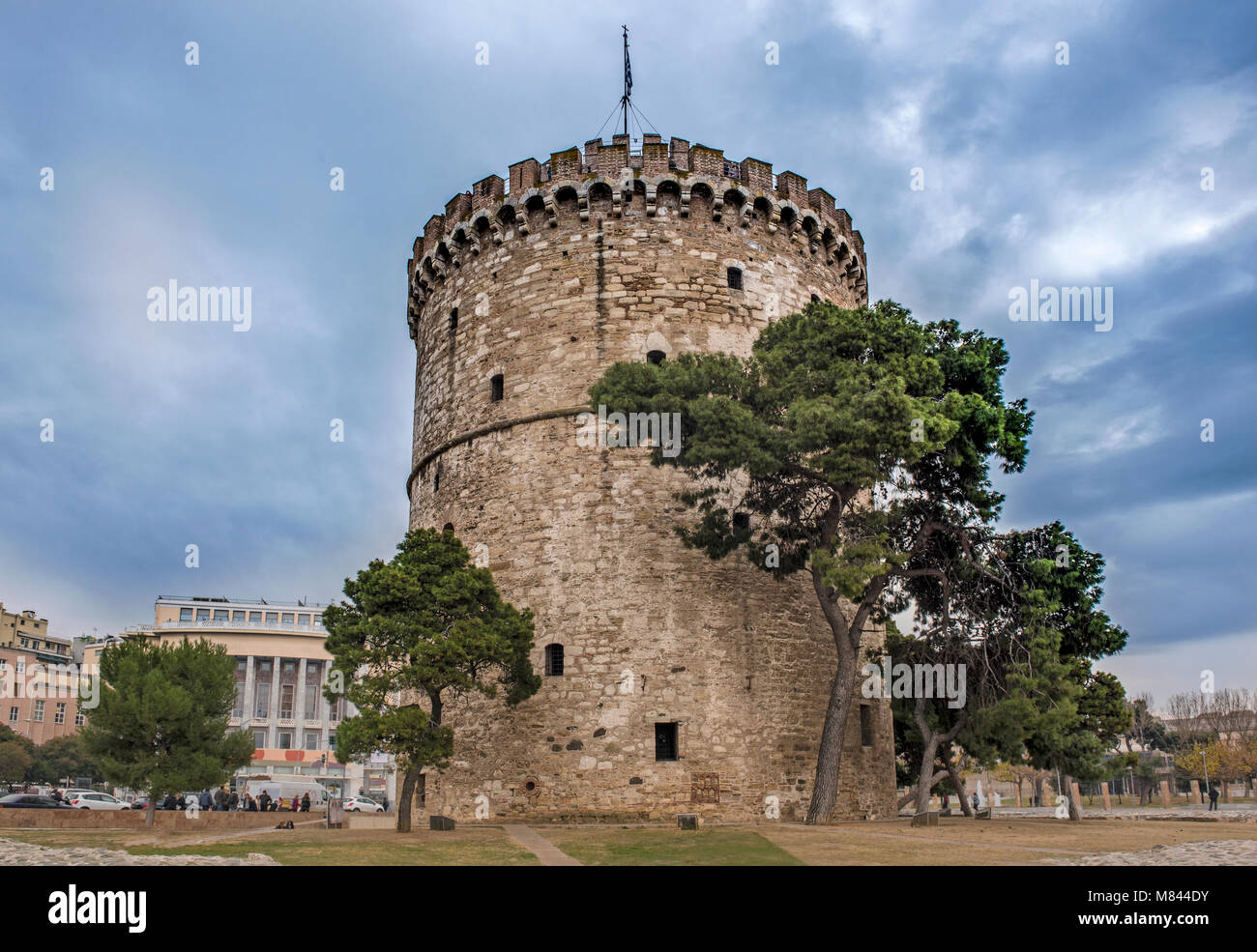 View of famous White Tower in the city of Thessaloniki , Greece Stock ...