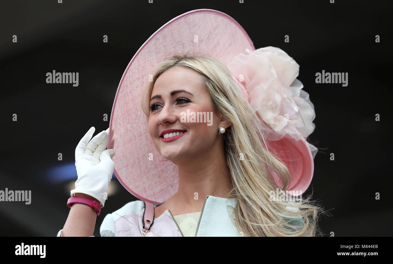 A racegoer during Ladies Day of the 2018 Cheltenham Festival at ...