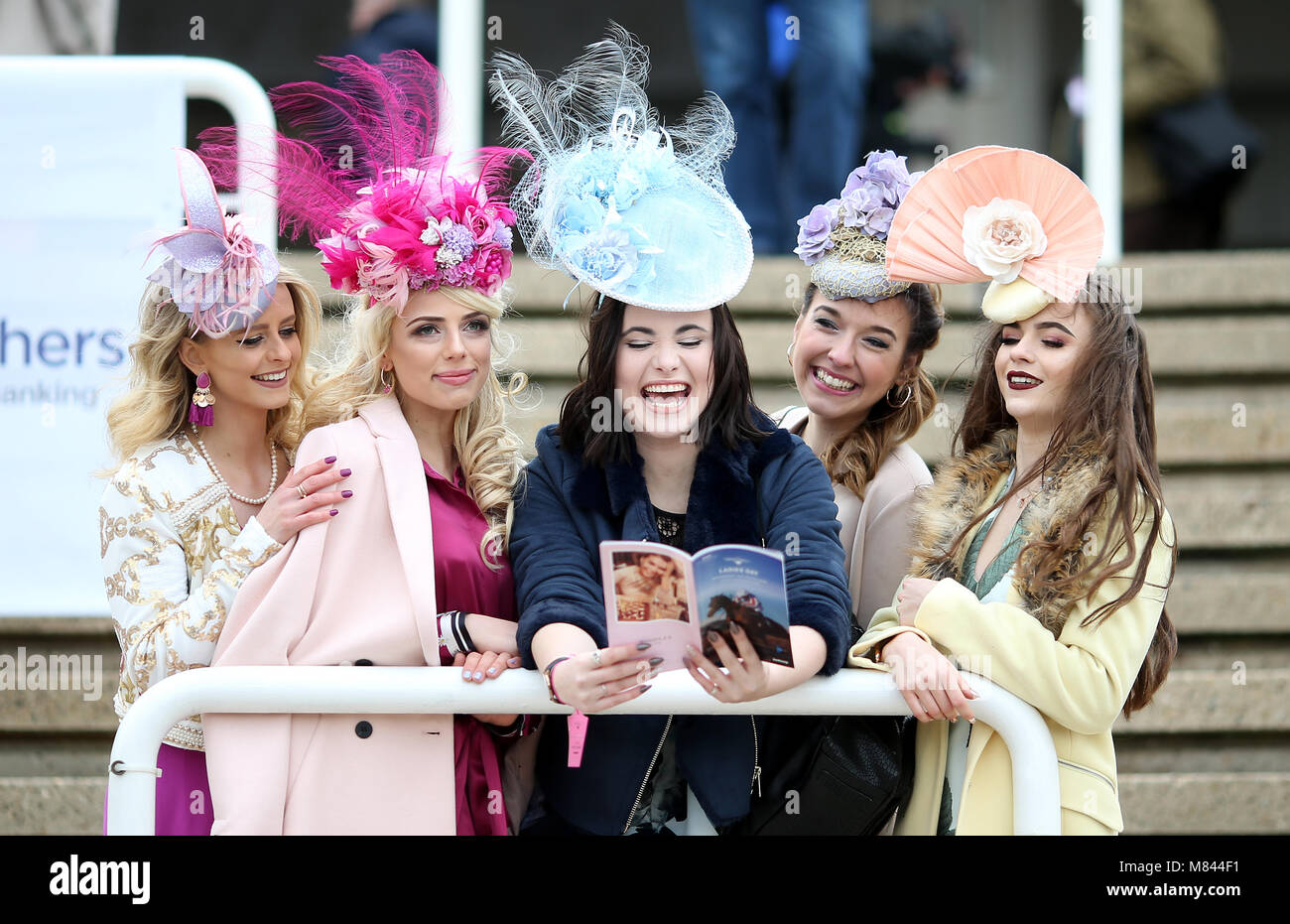 Female racegoers during Ladies Day of the 2018 Cheltenham Festival at ...