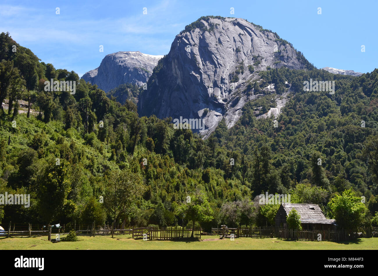 Granite mountains in the Cochamo Valley, Lakes Region of Southern Chile ...