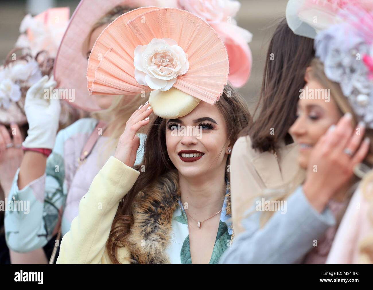 Miss Cheltenham finalists line up during Ladies Day of the 2018 ...