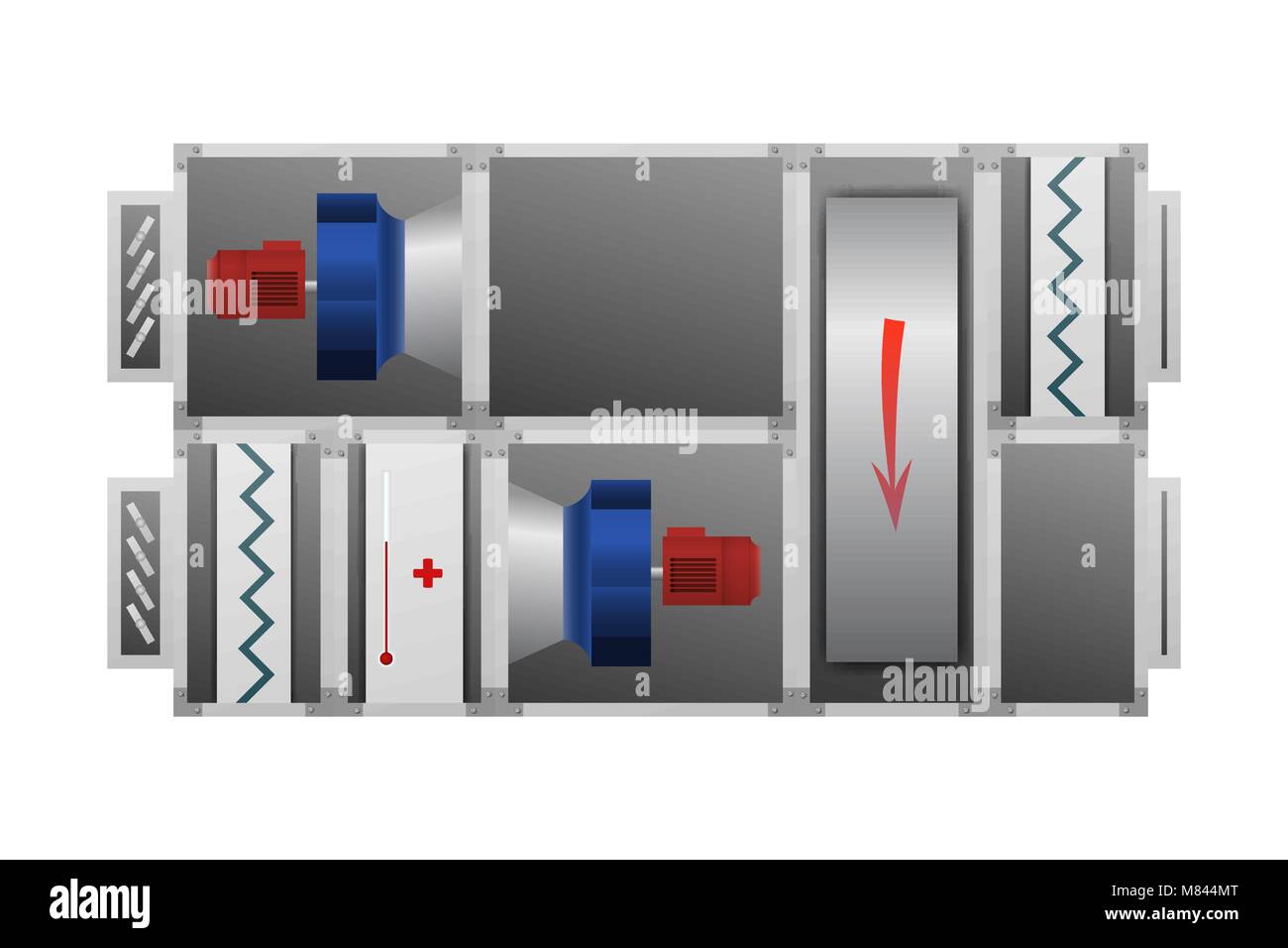 Ventilation system with Thermal Wheel vector illustration. Technical ...