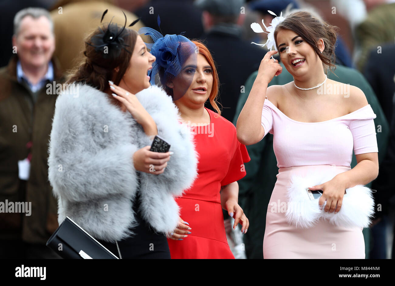 Female racegoers during Ladies Day of the 2018 Cheltenham Festival at ...