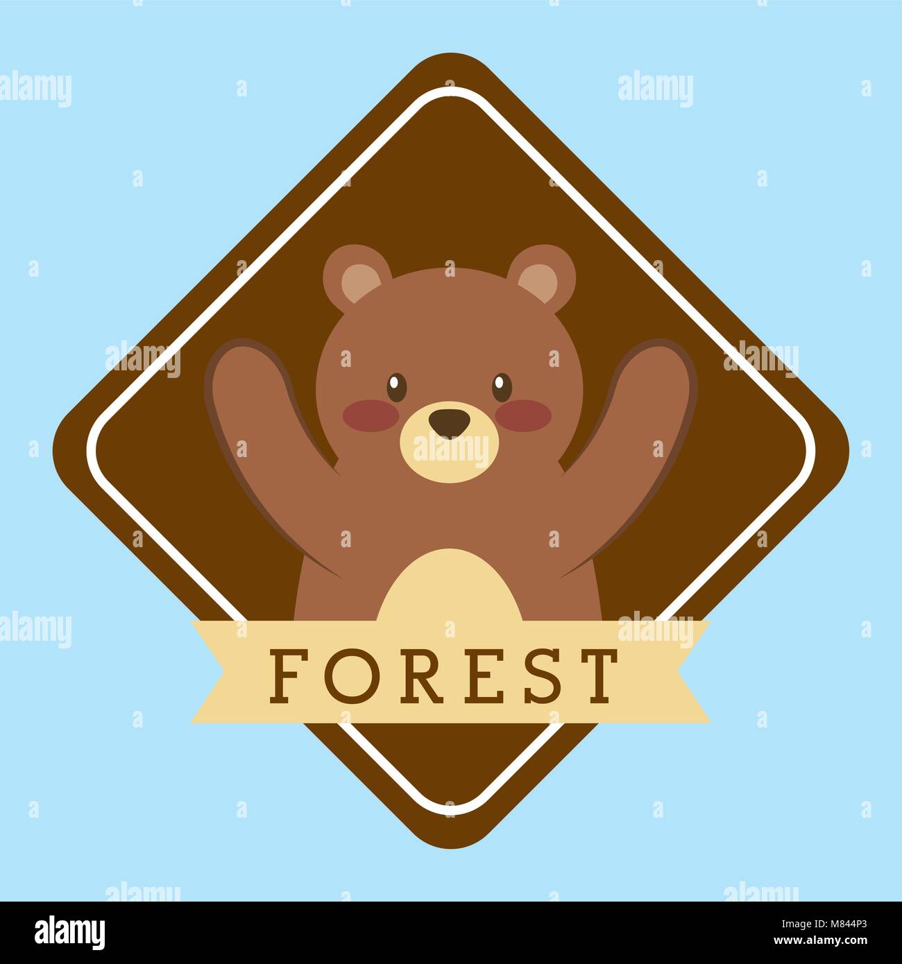 forest of the animals cute bear emblem vector illustration Stock Vector ...