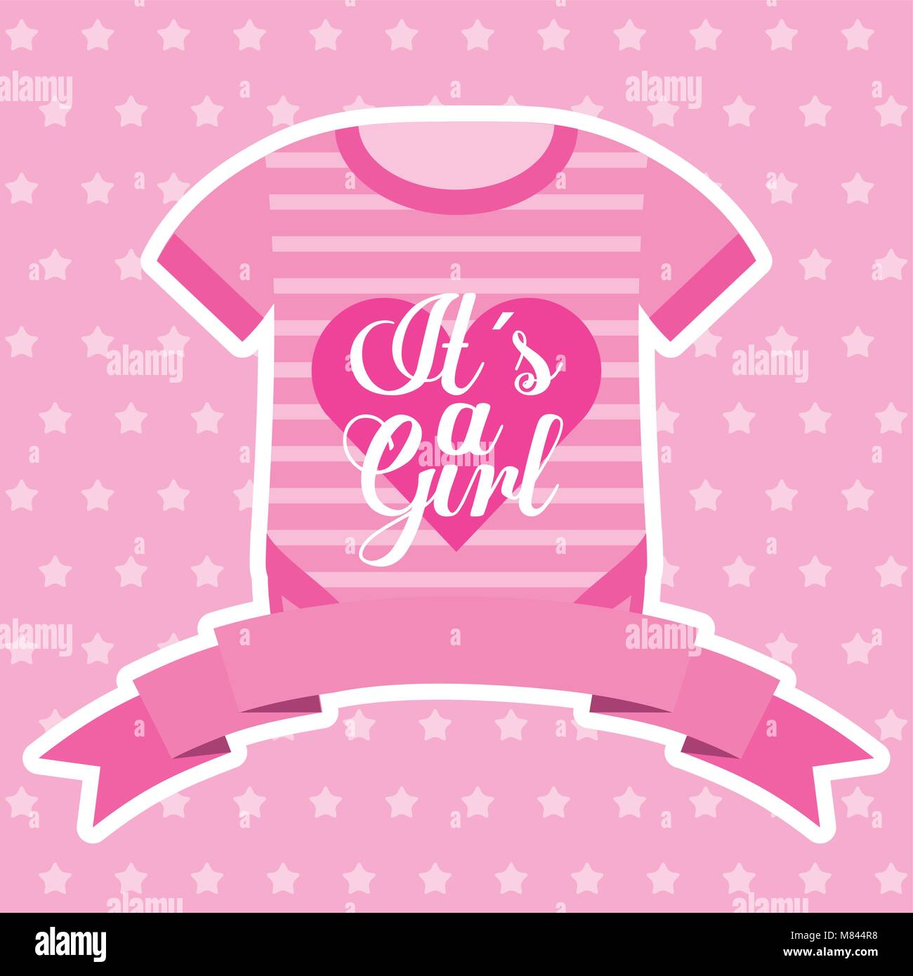 baby shower card pink clothes girl dotted background vector ...