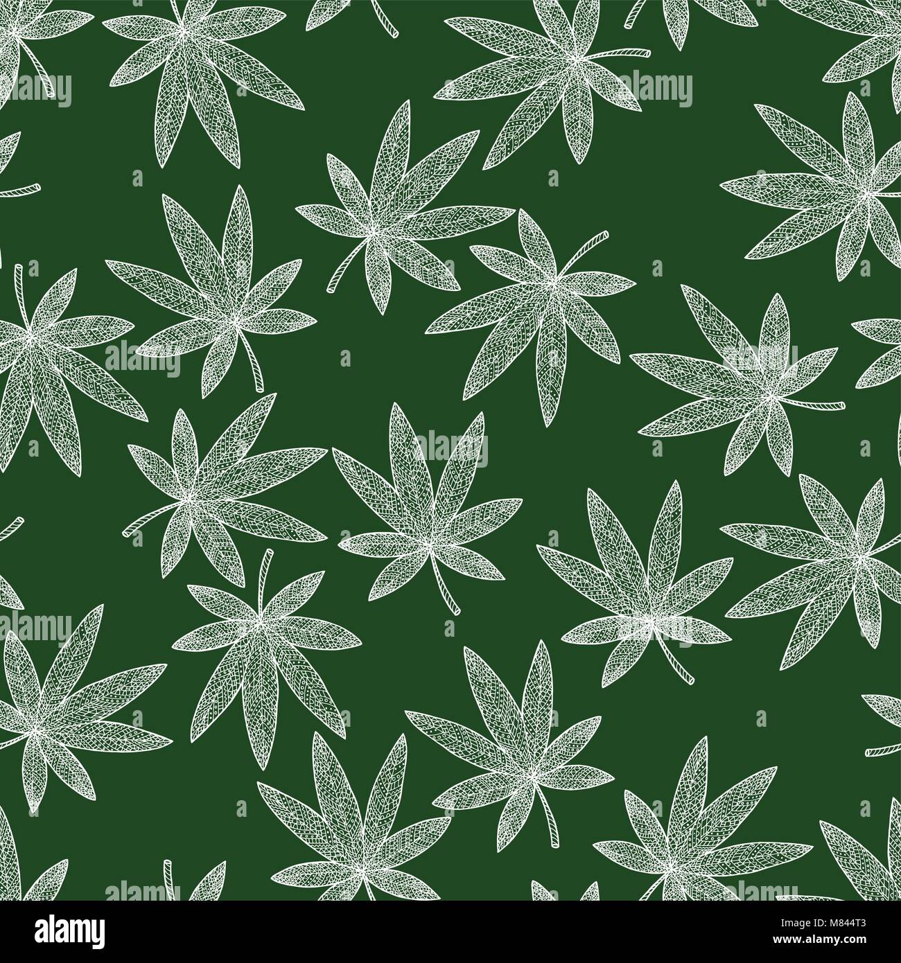 Seamless pattern background marijuana. Tangle pattern and zen doodle ...