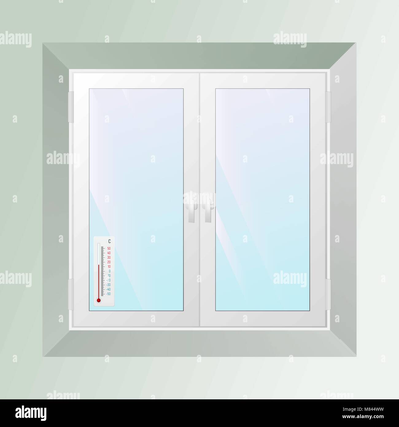 Alcohol thermometer outside the window vector illustration. Temperature ...