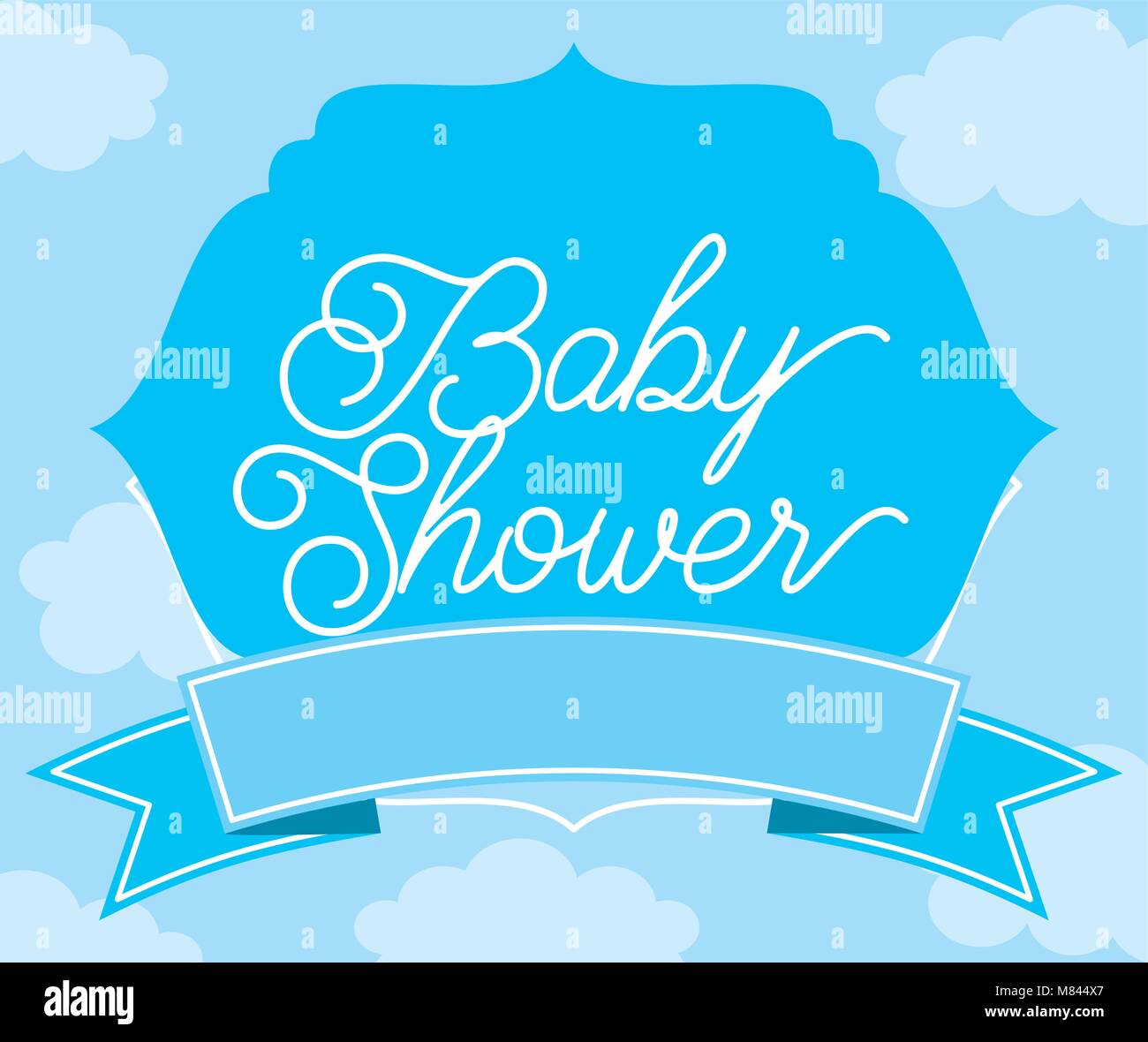 blue label ribbon baby shower vector illustration Stock Vector Image ...