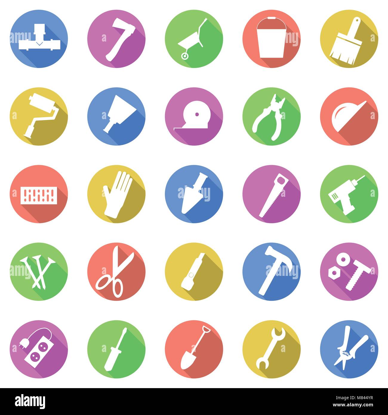 Repair work tools. Flat icons set. Construction vector illustration ...