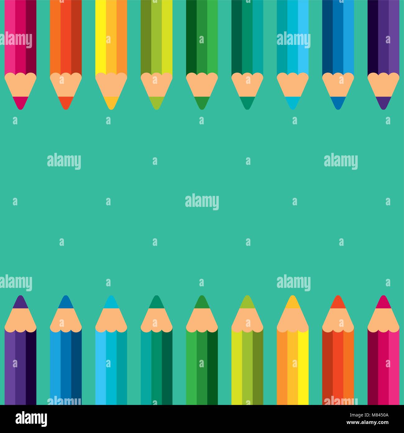 back to school colors pencils border vector illustration Stock Vector ...