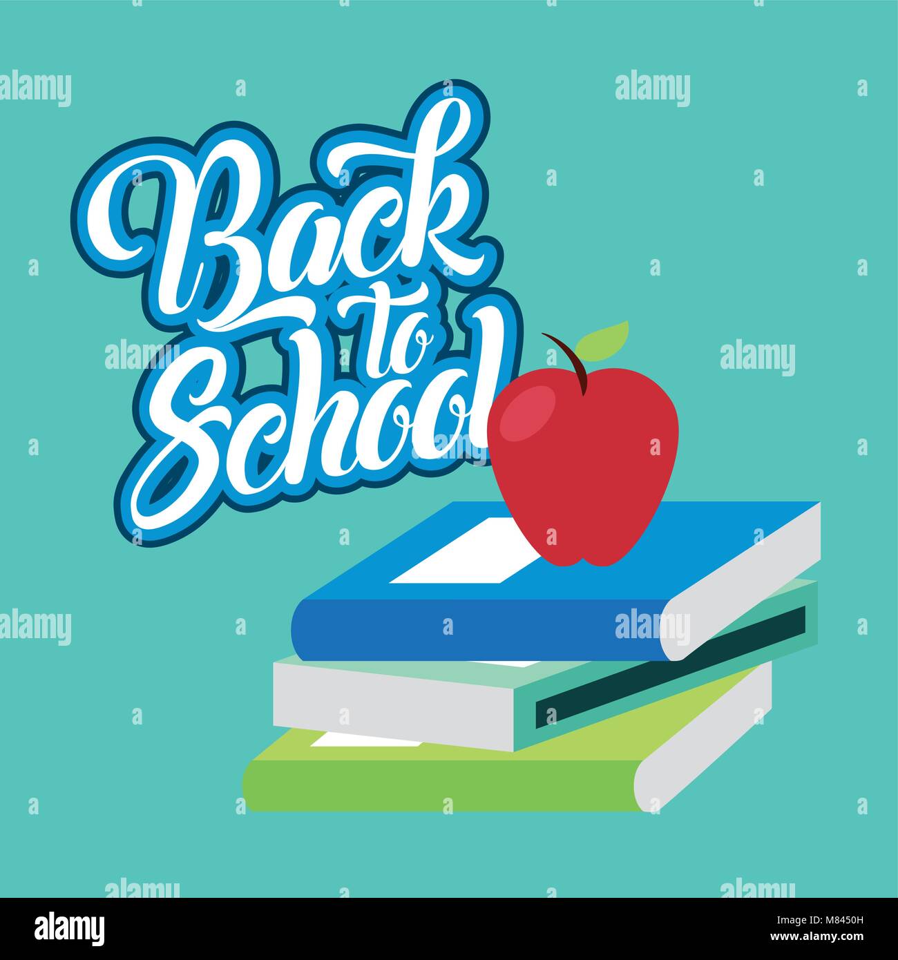 back to school apple on stack books vector illustration Stock Vector ...