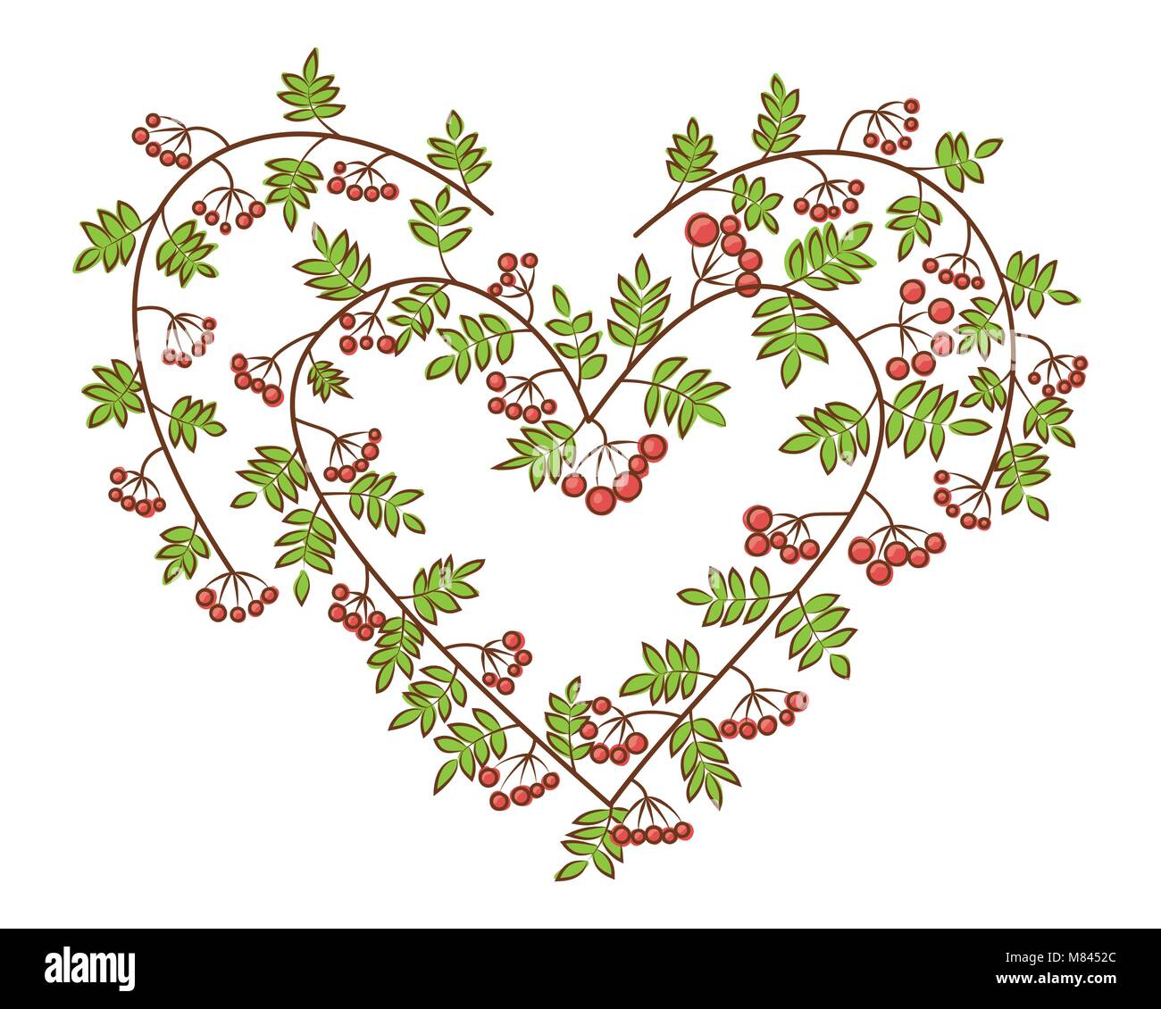 Closeup green leaves tree branch love Stock Vector Images - Alamy