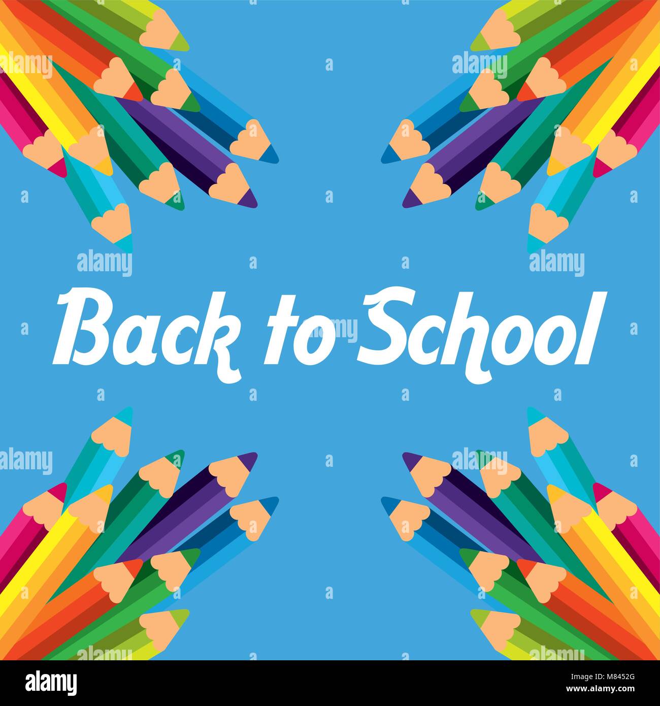 back to school colored pencils decoration vector illustration Stock ...