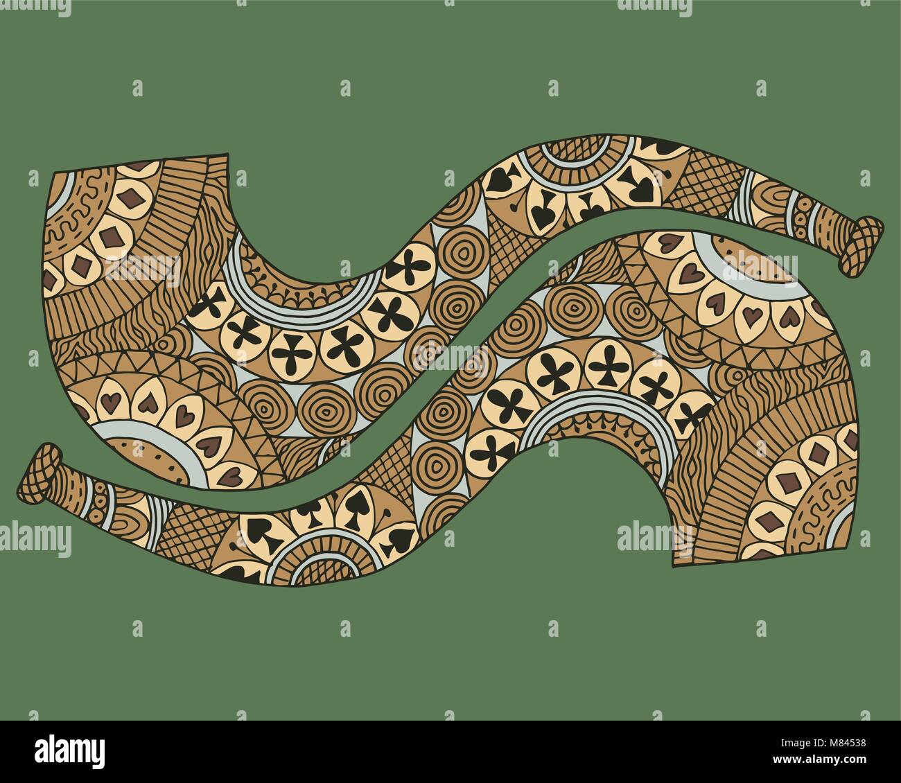 Zen tangle two wooden smoking pipe vector illustration. Zentangle briar ...