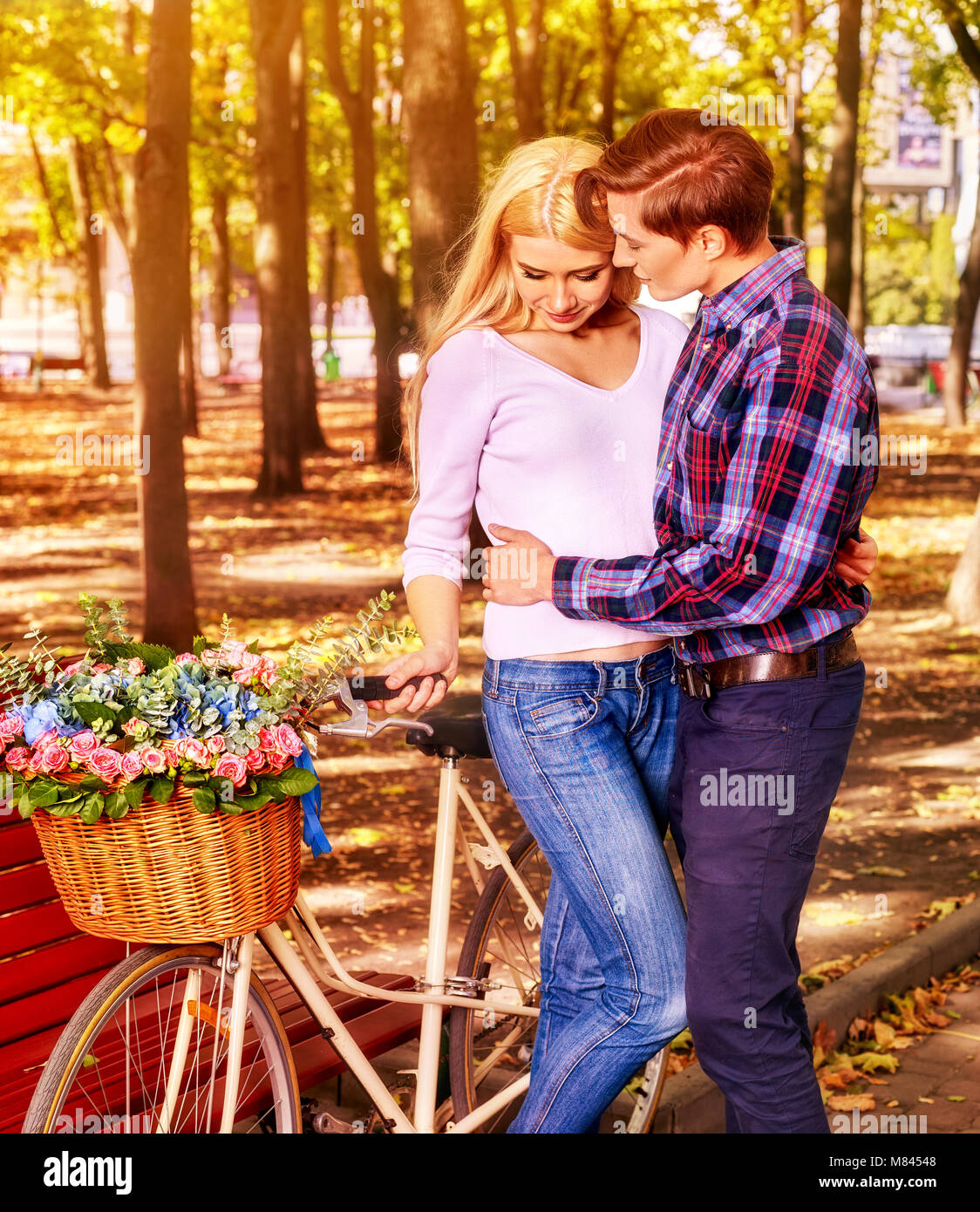 Spring couple walking park. Summer friends walk outdoor Stock Photo - Alamy