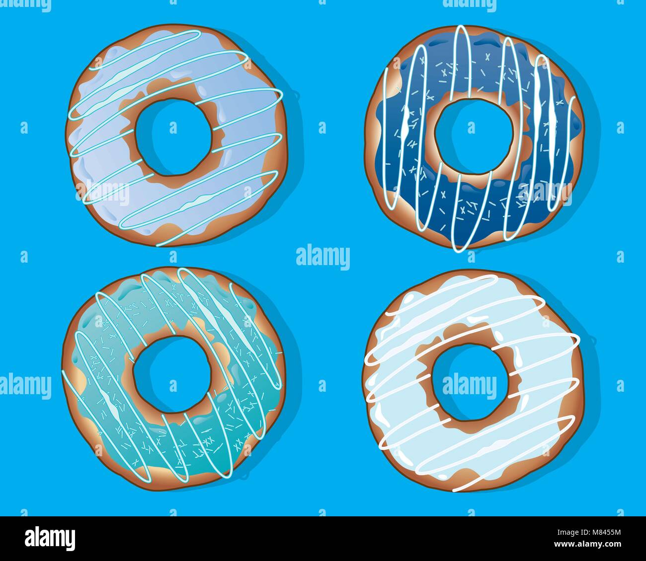 a vector illustration in eps 10 format of iced doughnuts with blue ...