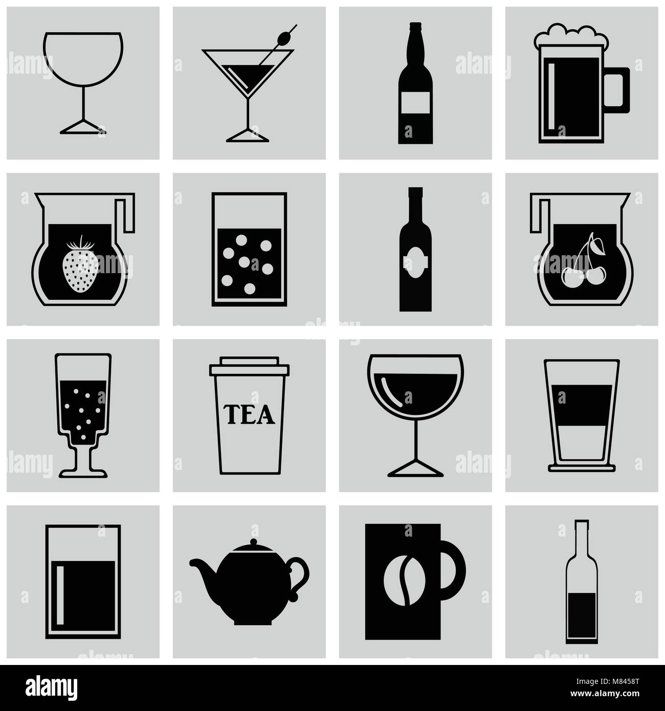 Vector icons set for restaurant. Drink collection Stock Vector Image ...