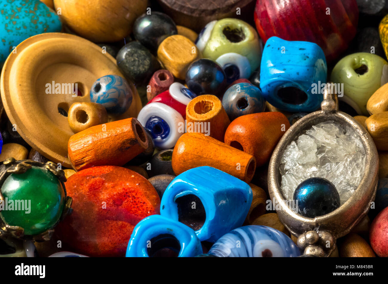 Colorful beads, buttons, pearls and other decorative items Stock Photo ...