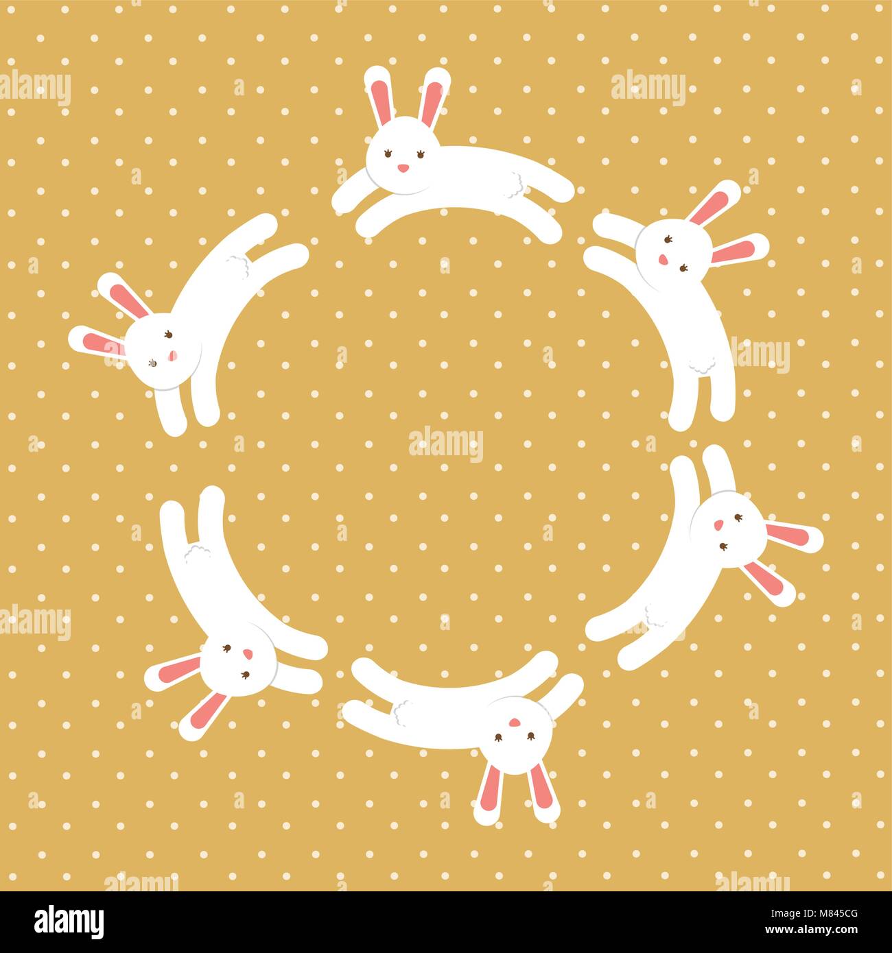 cute white bunny circle decoration vector illustration Stock Vector ...