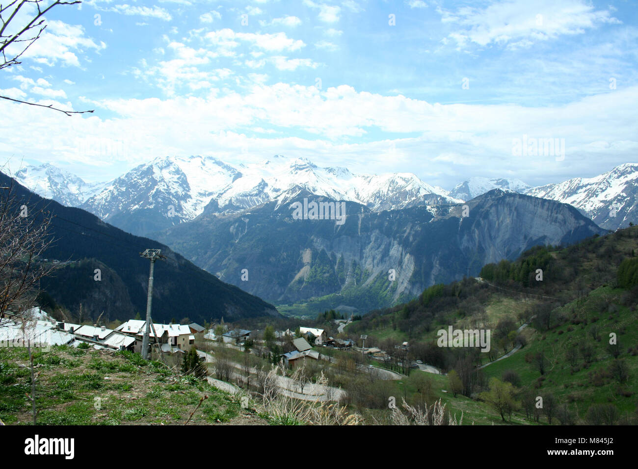 French Alps in the spring with melting snow Stock Photo - Alamy