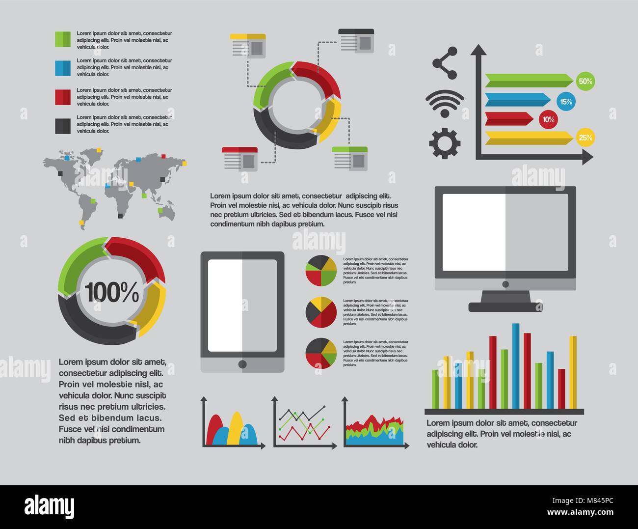 business statistics graph chart map infographic technology vector ...