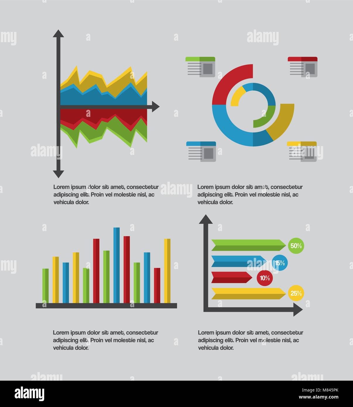 statistics analysis data strategy business graphs vector illustration ...