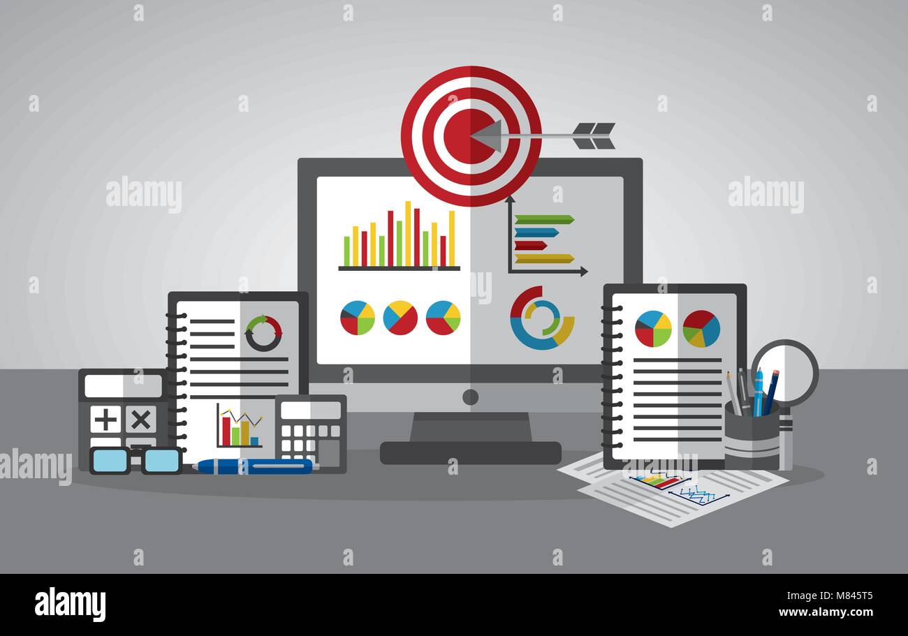 collection statistics data business computer notebook calculator ...