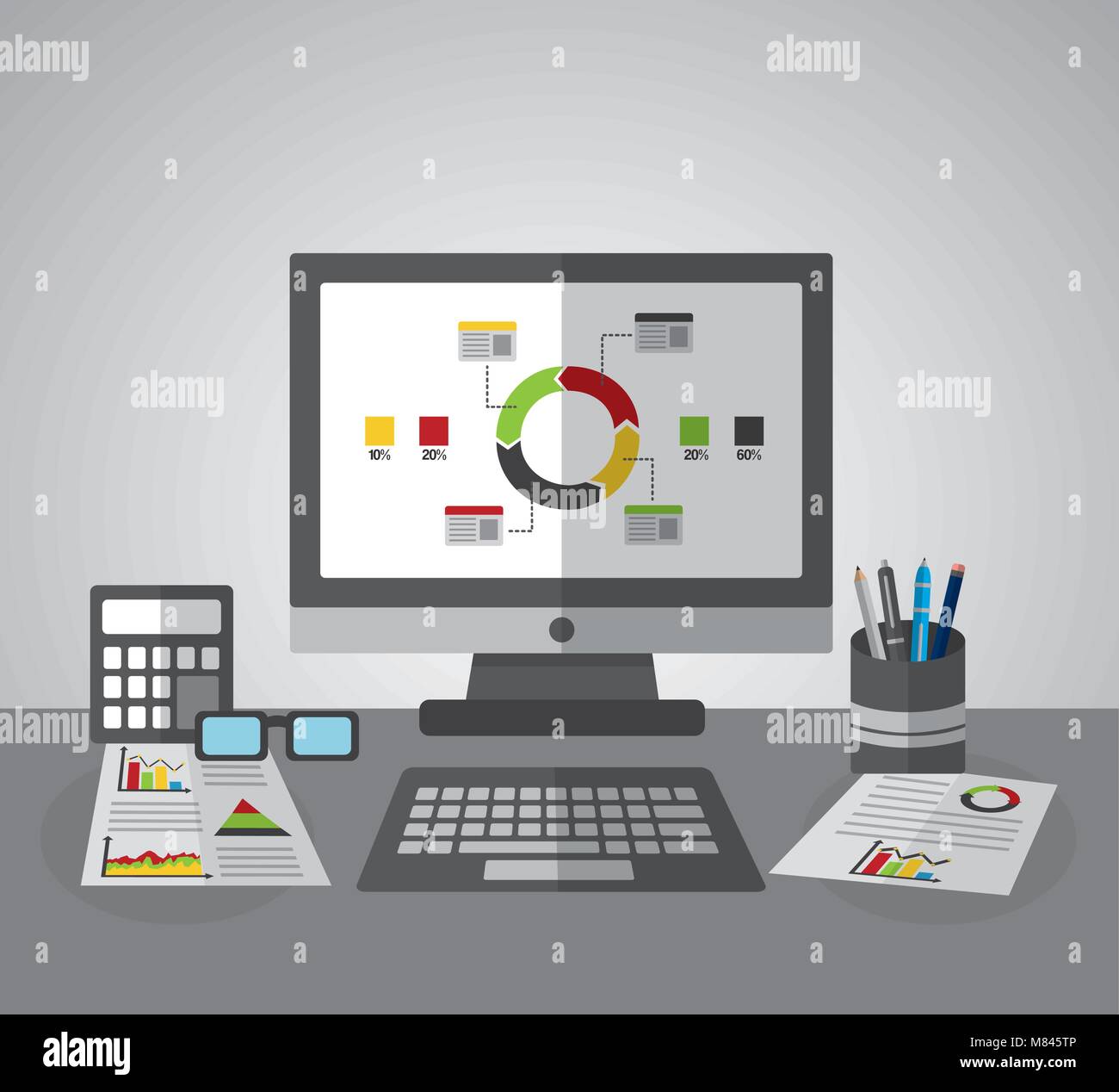 Wooden table calculator Stock Vector Images - Alamy