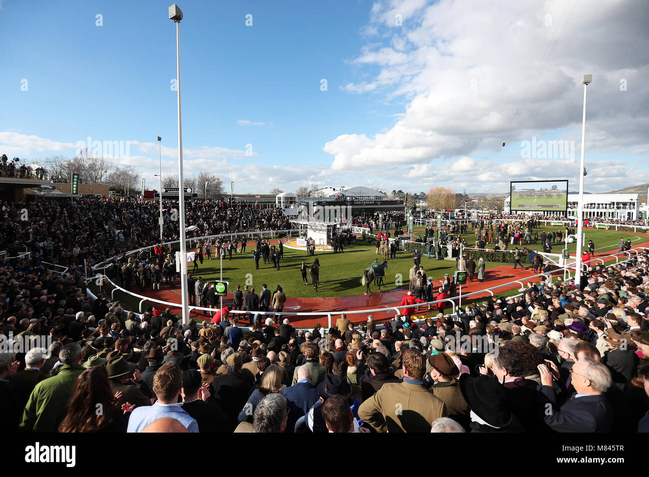 A view of people in the parade ring after the Ultima Handicap Chase ...