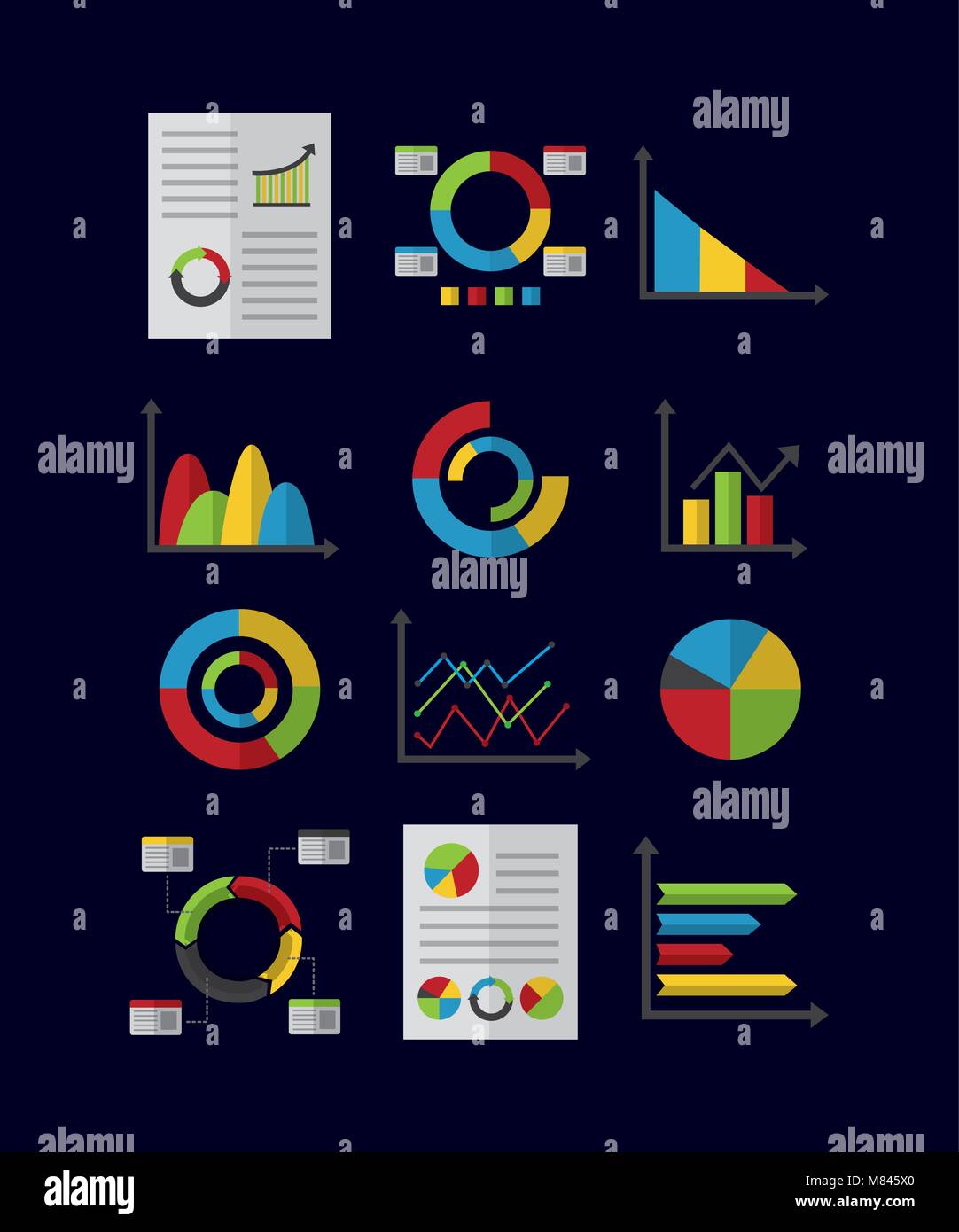 statistics analysis data strategy business graphs vector illustration ...